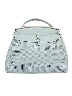 Buy online Sophisticated Ice Blue Cutwork Mesh Handbag from bags for ...