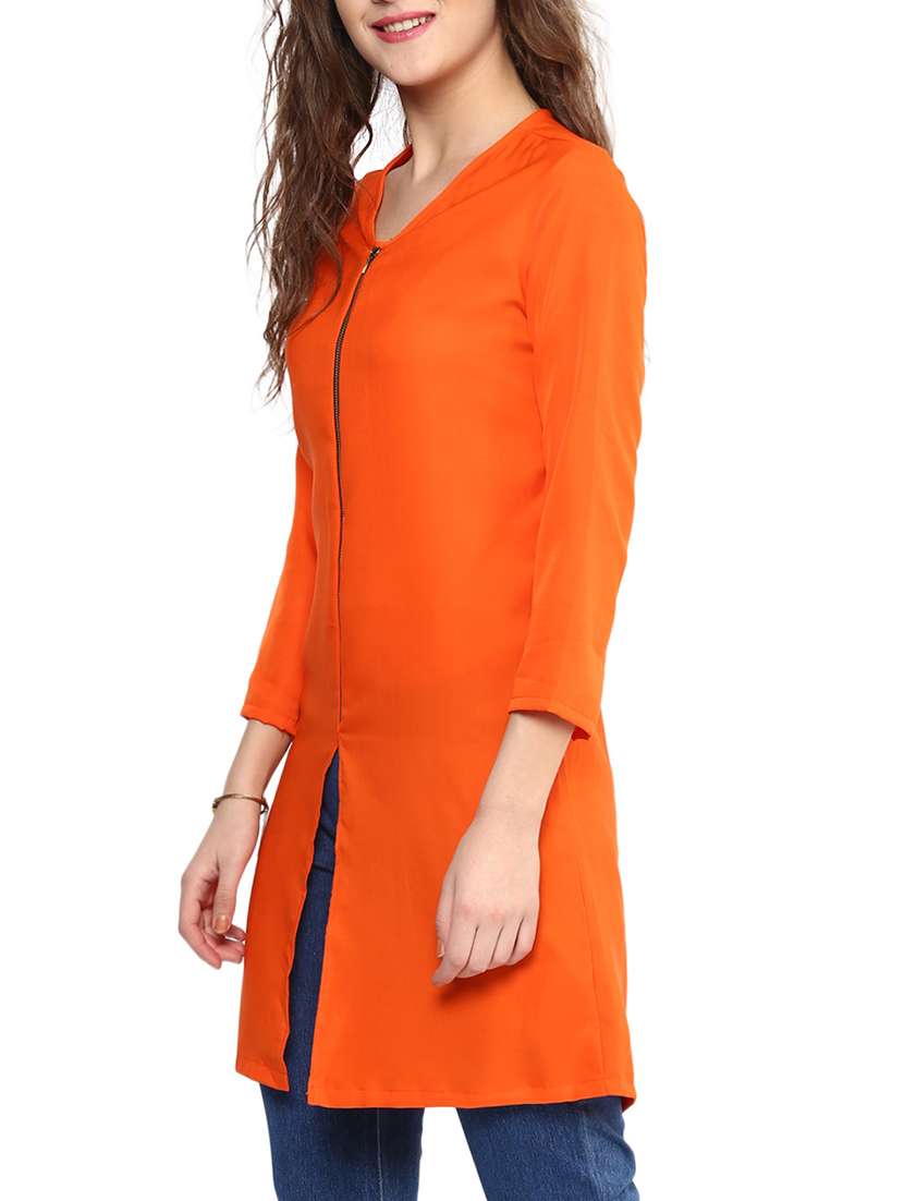 Buy online Orange Solid Tunic from western wear for Women by Uptownie ...
