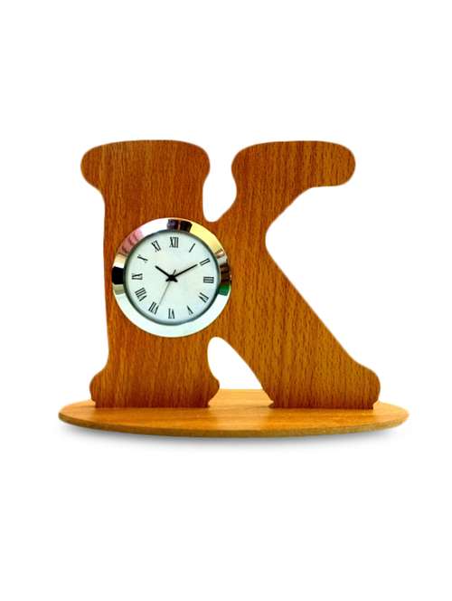 Buy online Brown Wooden 'k' Alphabetical Table Clock from Clocks for ...