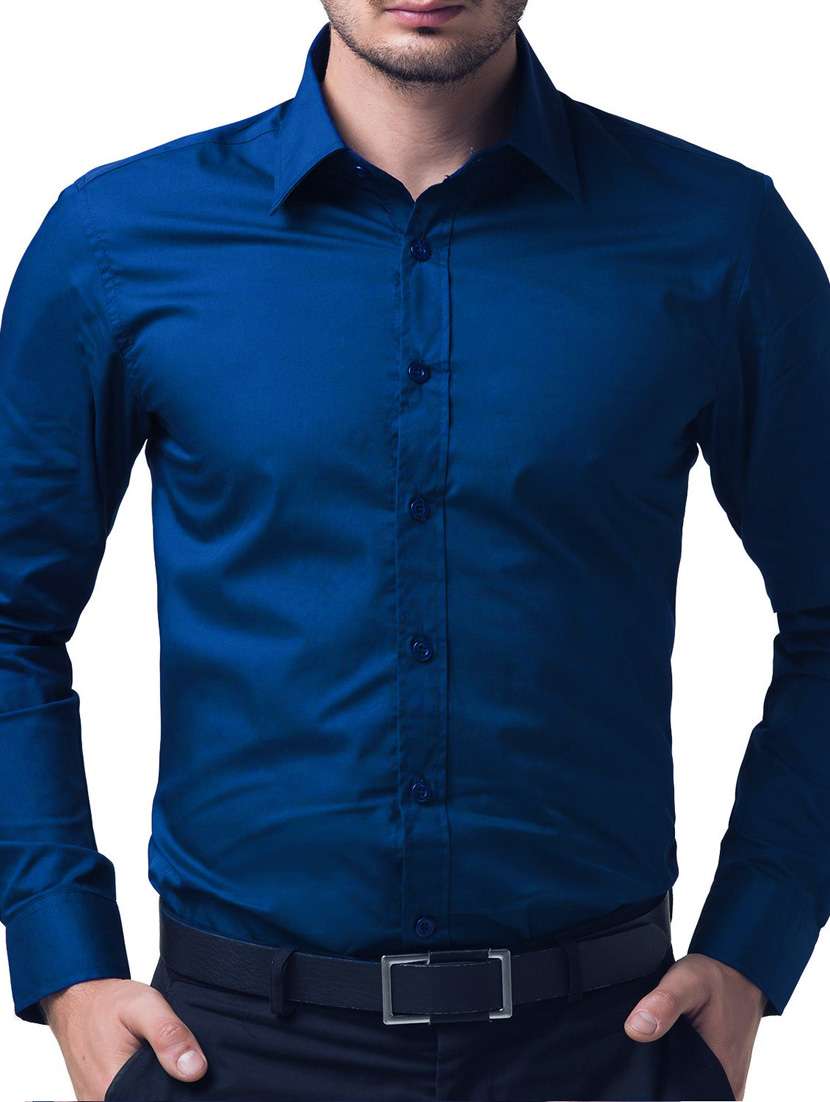 Buy Online Royal Blue Cotton Formal Shirt From Shirts For Men By Being