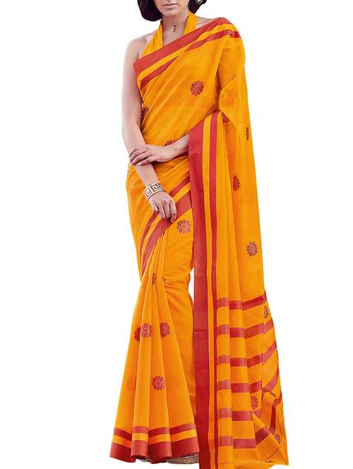 Buy online Saffron Cotton Saree from ethnic wear for Women by Signature ...