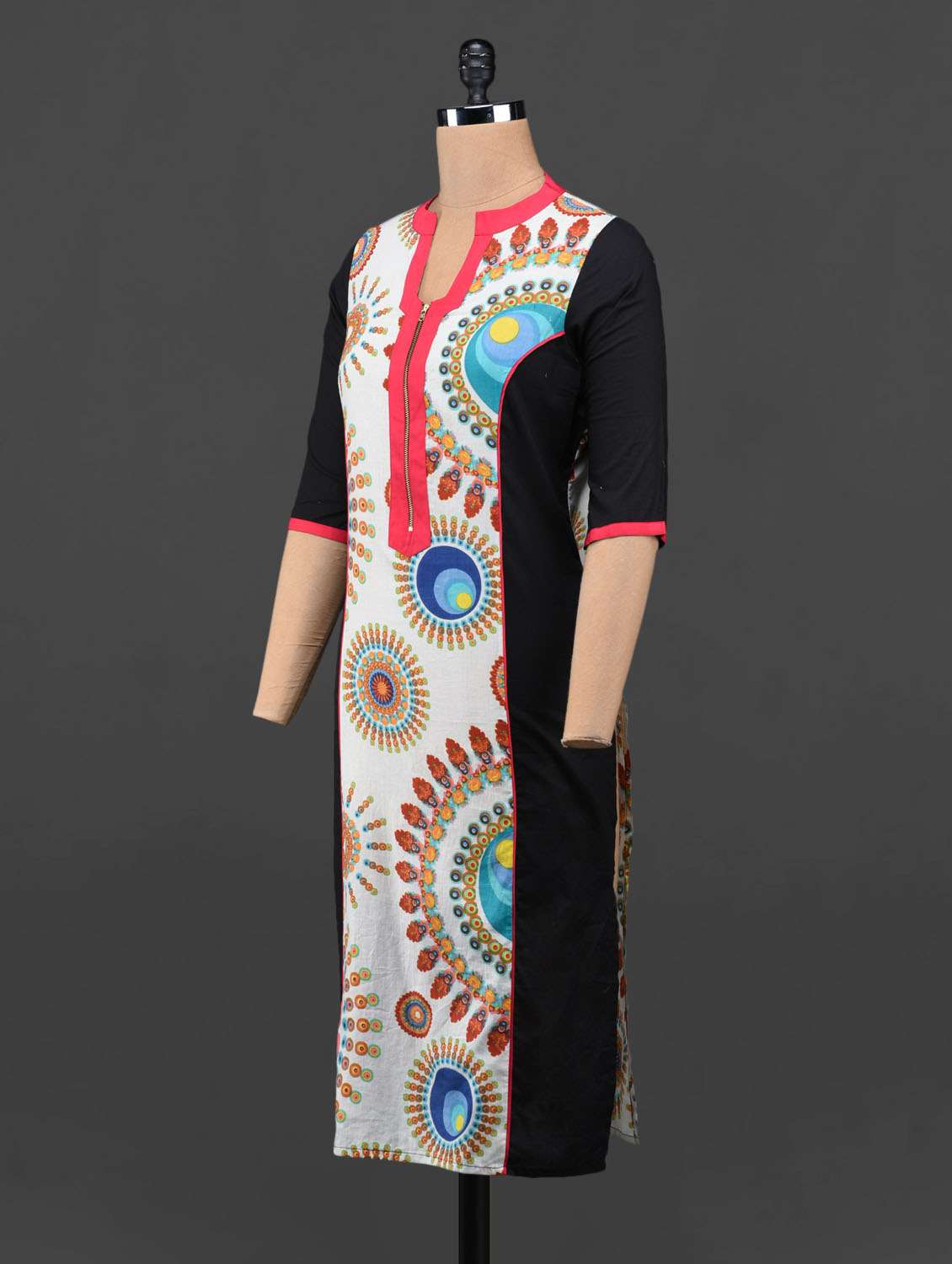 Buy online Floral Design Front Zipper Kurta from Kurta Kurtis for Women ...