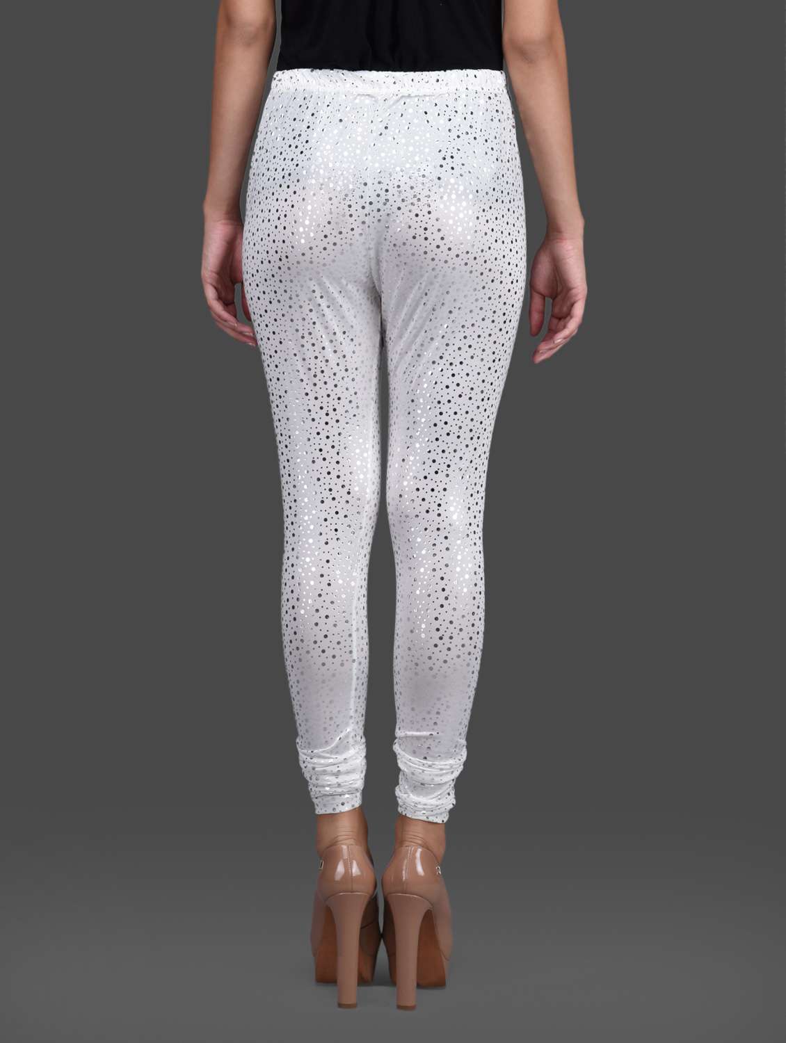 Buy online White Silver Poly Knit Leggings from Capris & Leggings for ...