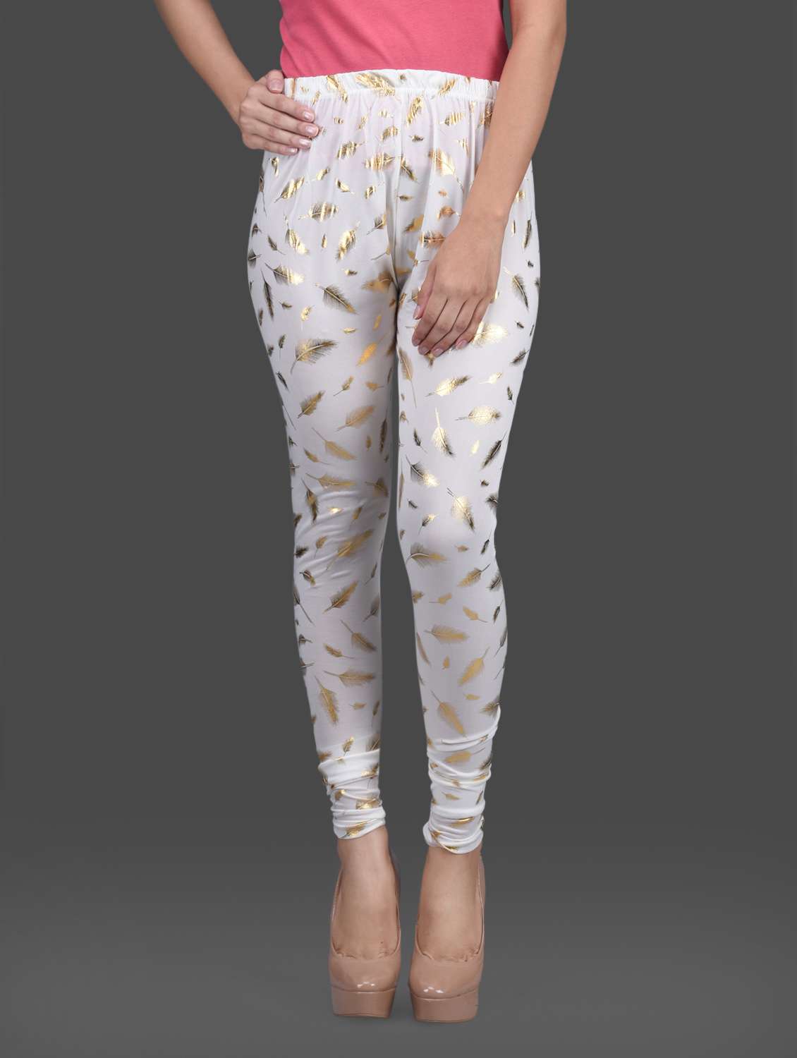 Buy online White Gold Poly Knit Leggings from Capris & Leggings for ...