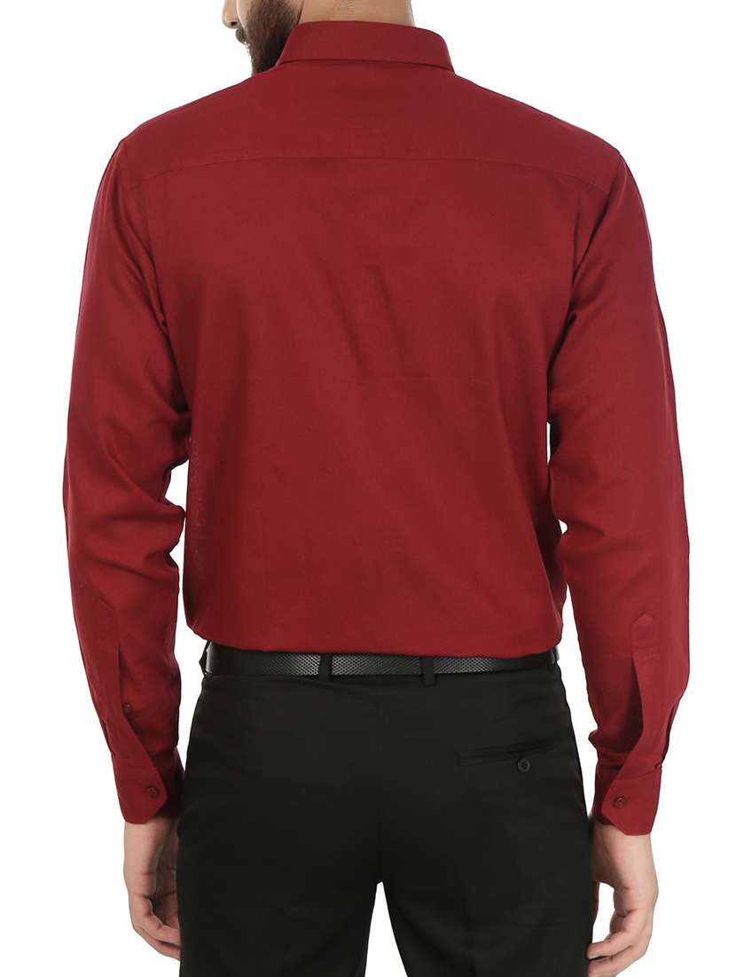 Buy online Red Color, Cotton Formal Shirt from shirts for Men by ...