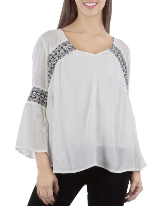 Buy online White Polyester Regular Top from western wear for Women by ...