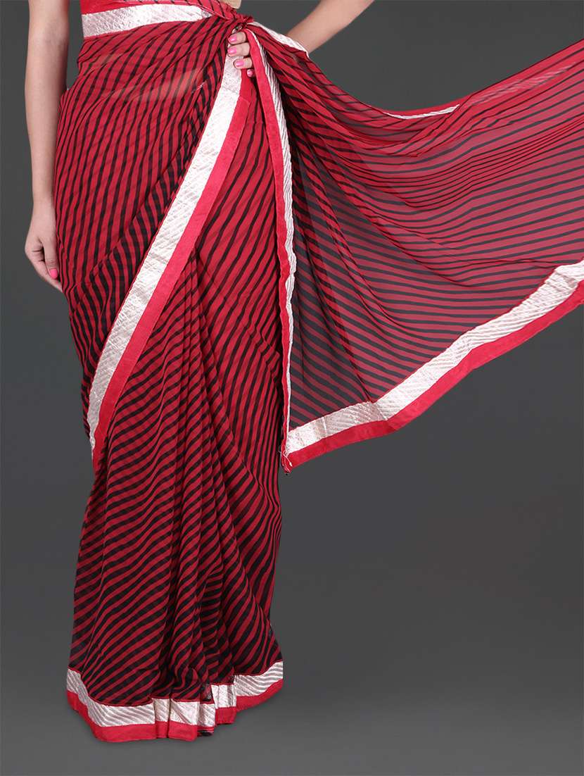 Buy online Gota Border Lehariya Print Chiffon Saree from ethnic wear ...