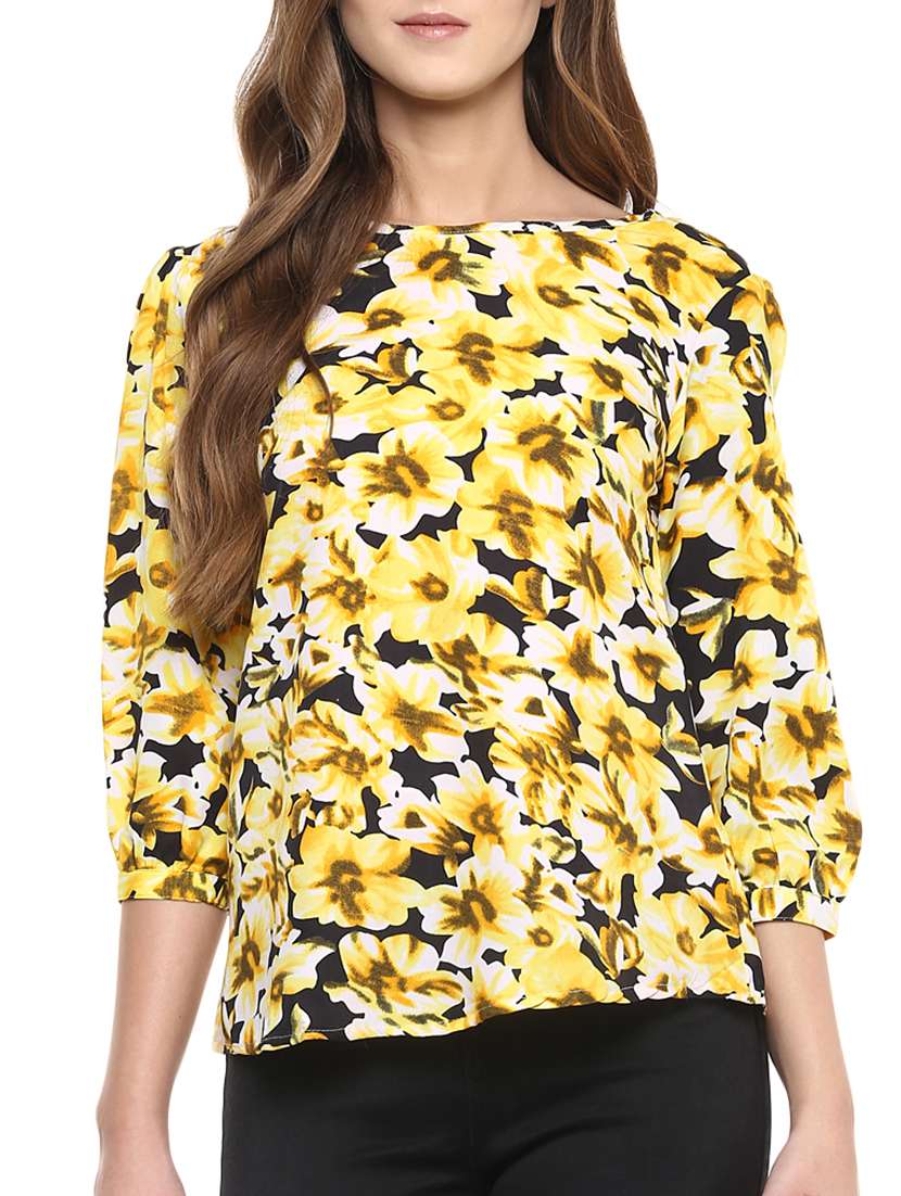 Cute Looking Floral Tops:Lime Fresh