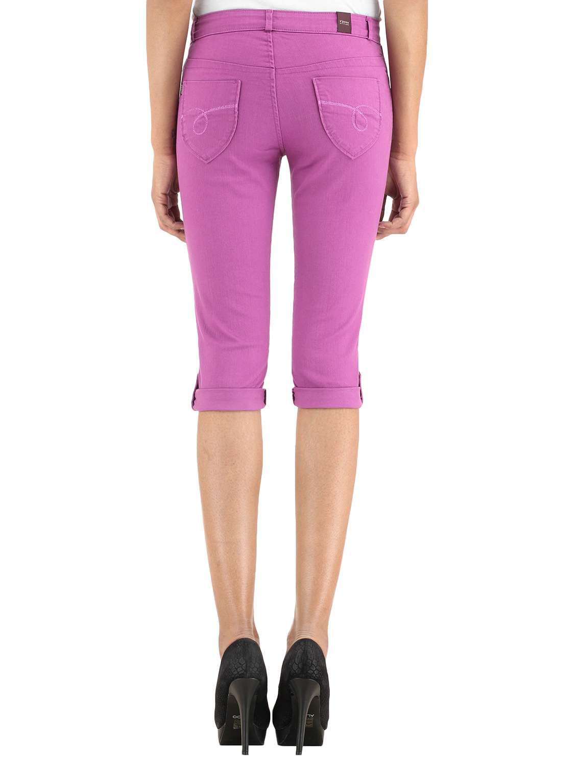 Buy online Purple Denim Capri from western wear for Women by Xpose for ...