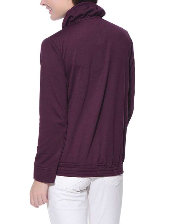 Buy online Solid Purple Fleece Jacket from jackets and blazers and ...