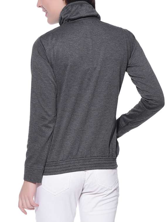 Buy online Solid Grey Fleece Jacket from jackets and blazers and coats ...