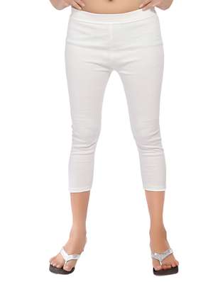 Buy online White Cotton Sports Capris from Capris & Leggings for Women ...