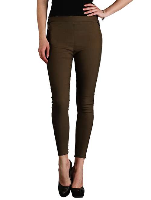 Buy online Brown Cotton Jeggings from Jeans & jeggings for Women by ...