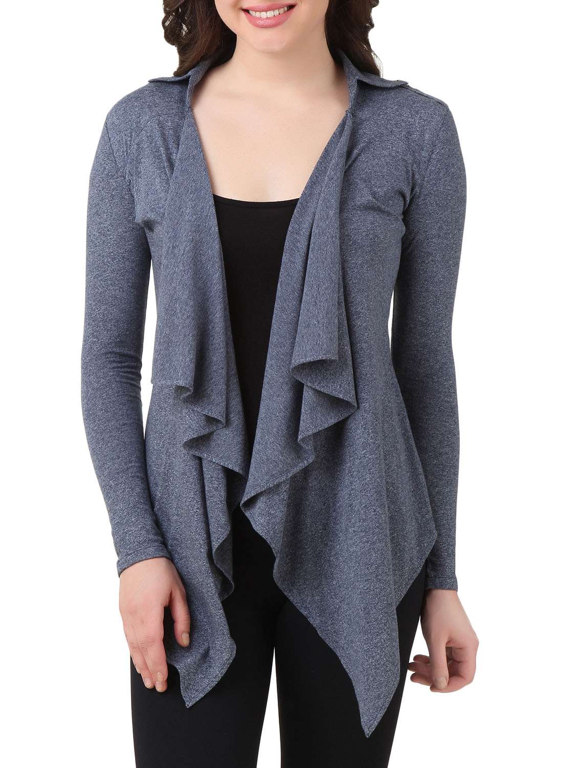 Buy online Grey Jersey Waterfall Shrug from capes & shrugs for Women by ...