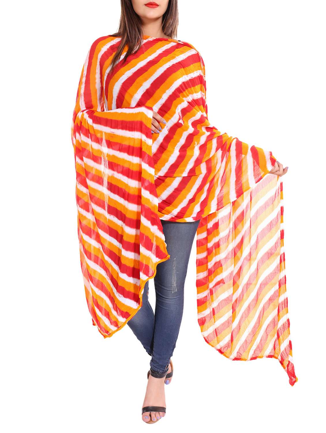 Buy online Multi Colored Leheriya Dupatta from dupattas and scarves for ...