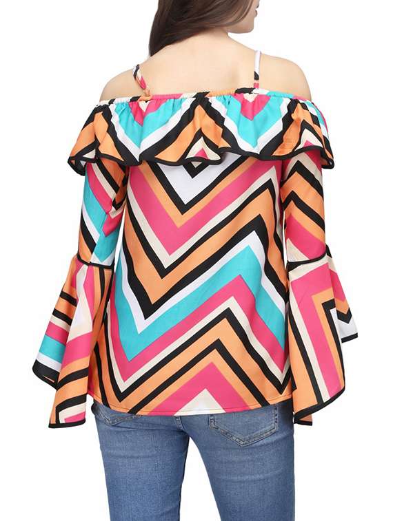 Buy online Women's Ruffle Shoulder Strap Top from western wear for ...