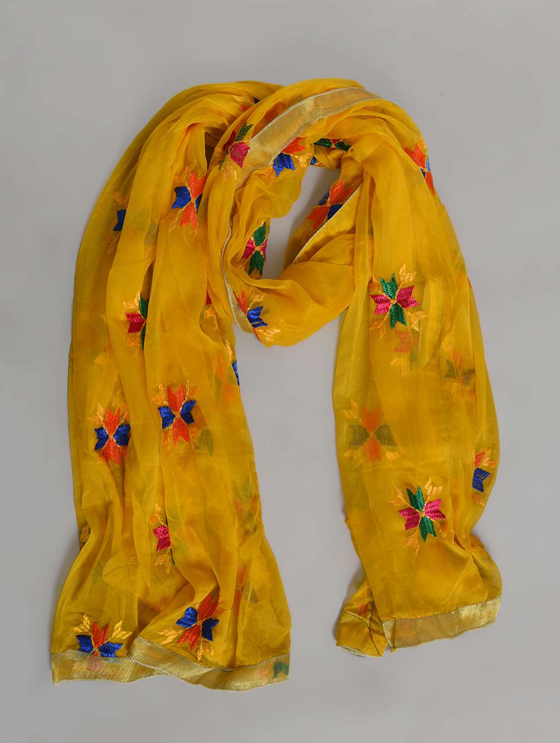 Buy online Yellow Nylon Phulkari Dupatta from dupattas and scarves for ...