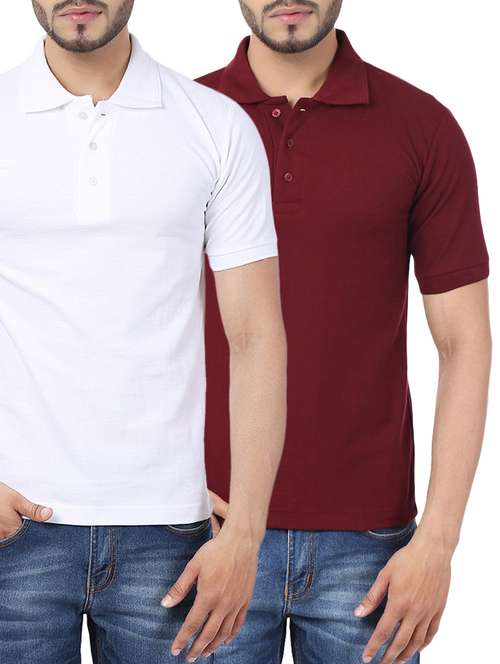 Buy online Multi Colored Cotton Combos T-shirt (set Of 2) from top wear ...