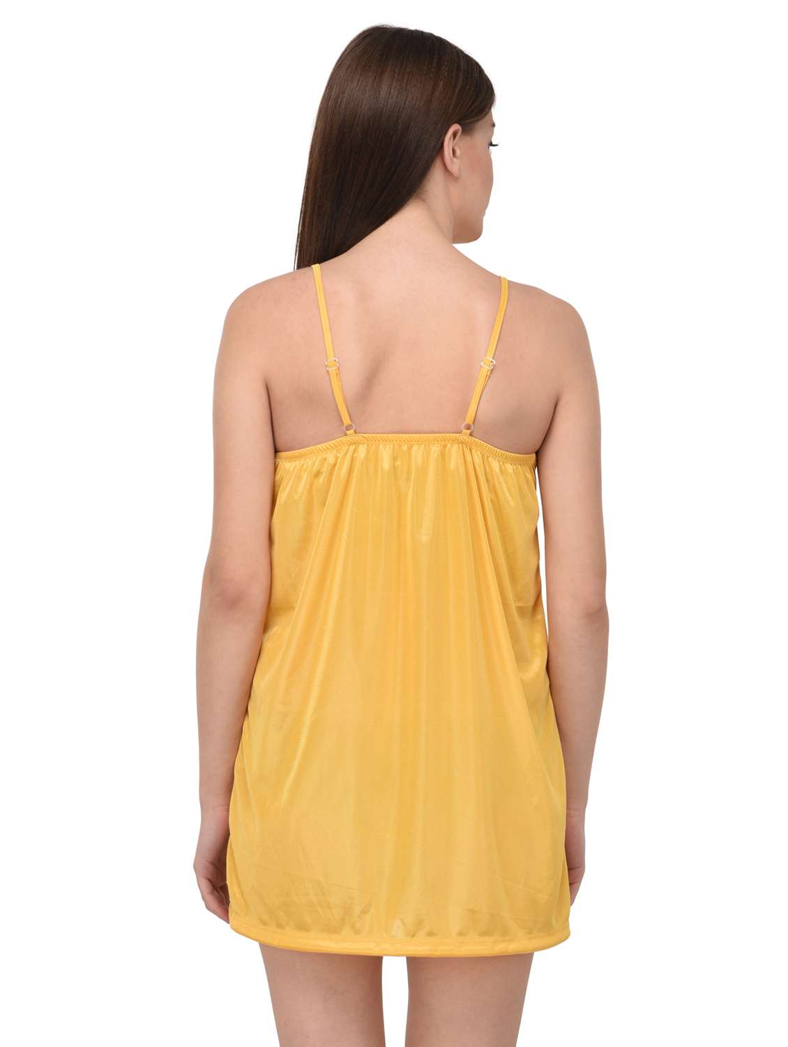 Buy online Yellow Satin Sleepshirt With Bra Panty Set from sleepwear ...