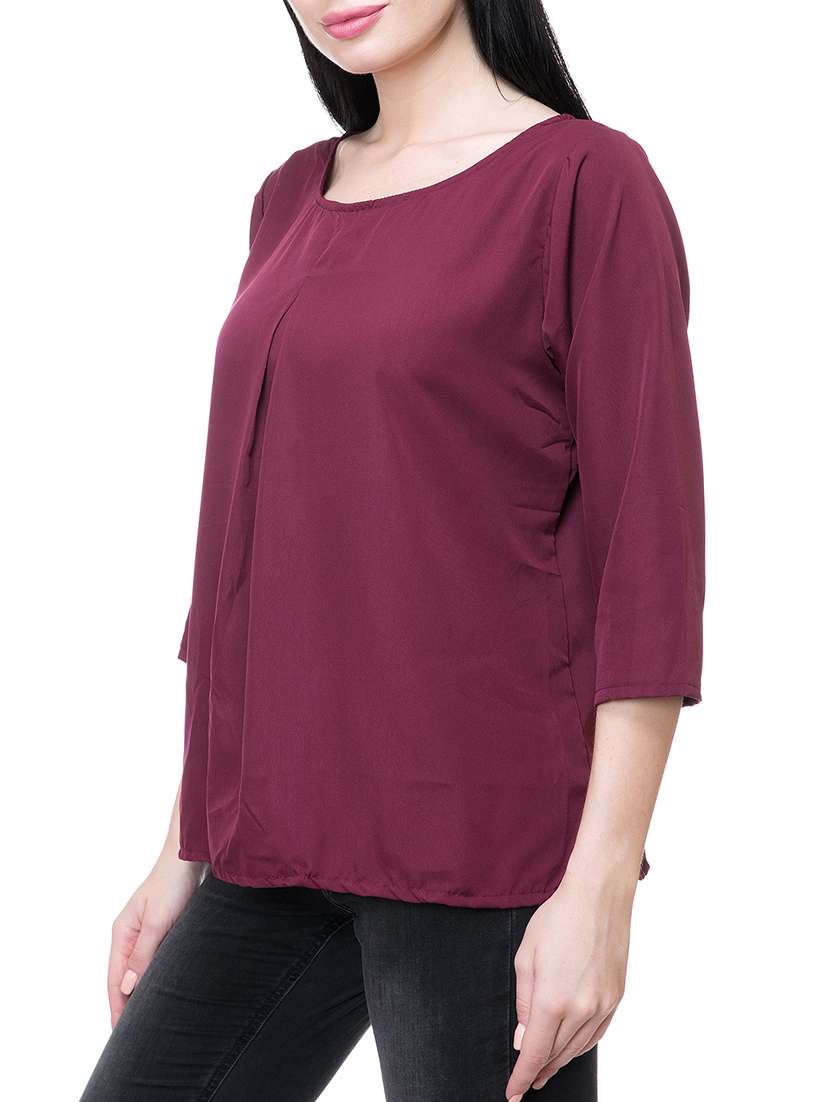 Buy online Solid Purple Casual Top from western wear for Women by ...