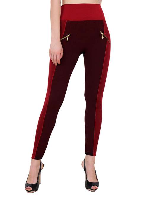 Buy online Solid Red Cotton Jegging from Jeans & jeggings for Women by ...