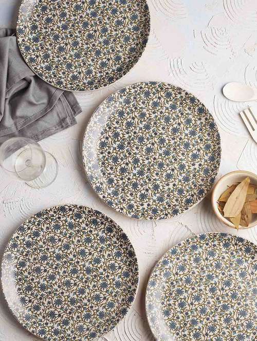 Buy online Set Of 4 Handcrafted Decal Green Flowers 7-inch Ceramic ...