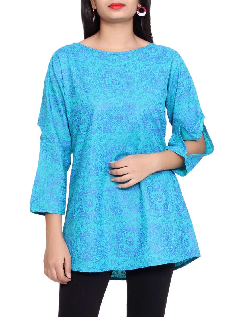 Buy Light Blue Cotton Printed Tunic for Women from Rtf for ₹656 at 47% ...