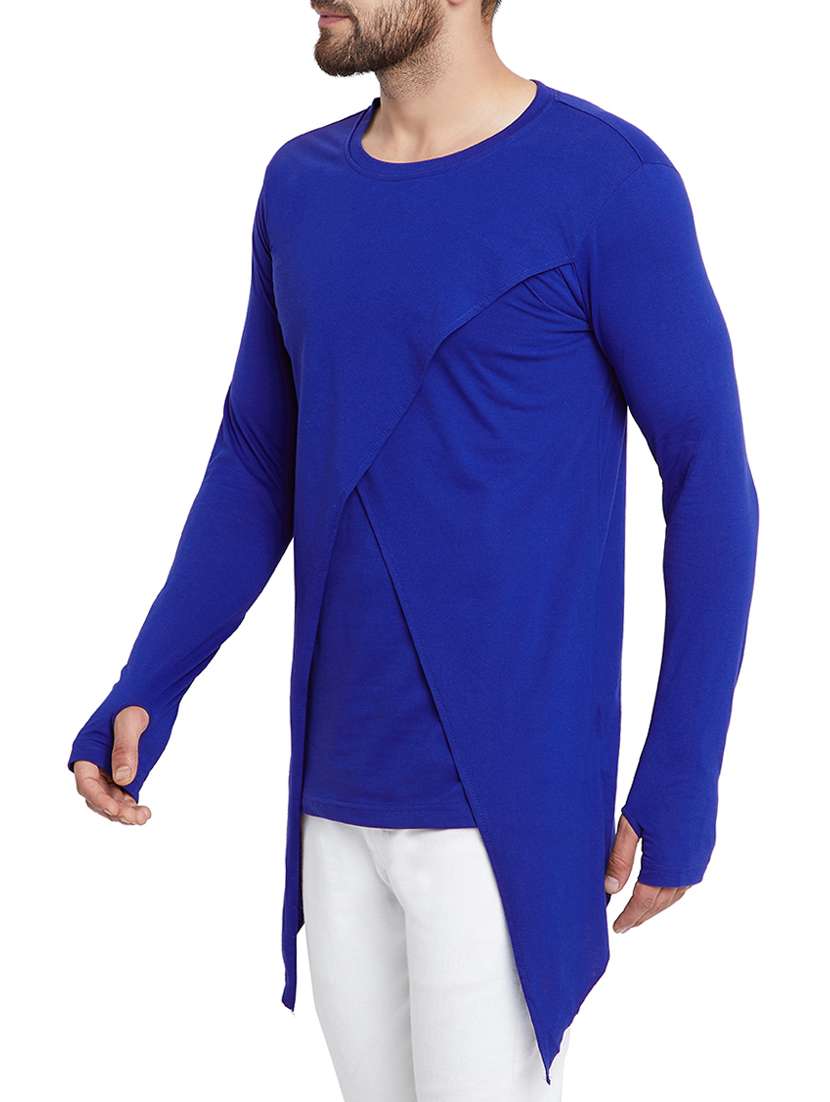 Buy online Blue Solid Thumb Hole T-shirt from top wear for Men by Chill ...