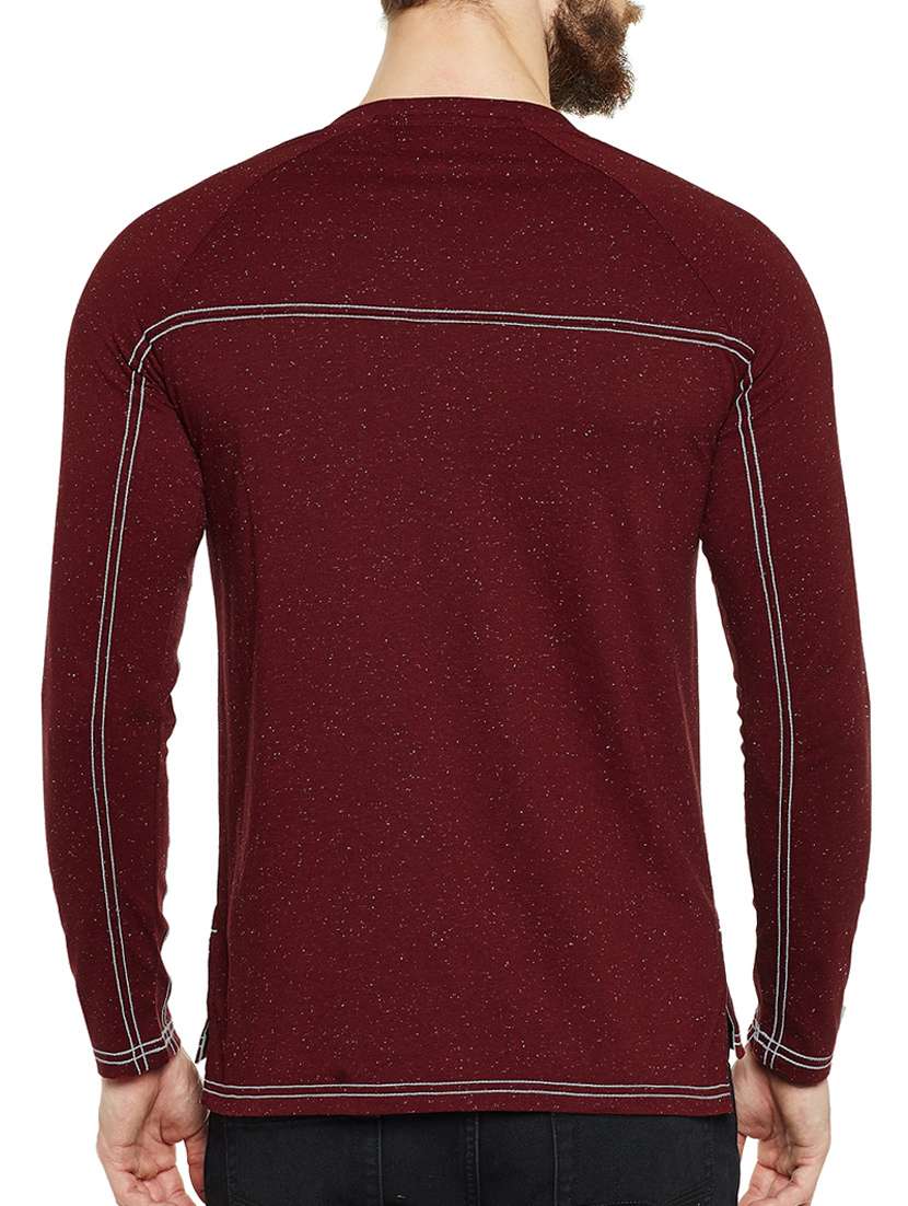 Buy online Maroon Cotton Raglan T-shirt from top wear for Men by Le ...