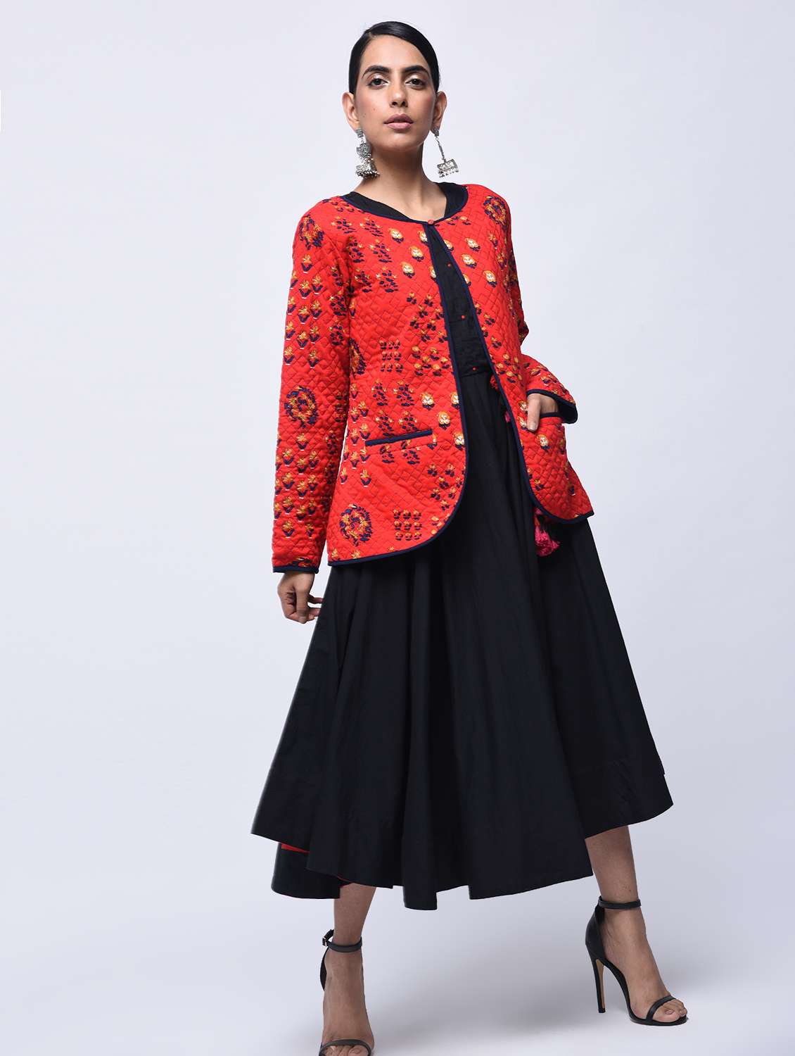 Buy online Printed Side Slit Buttoned Jacket from shrugs & Jackets for ...