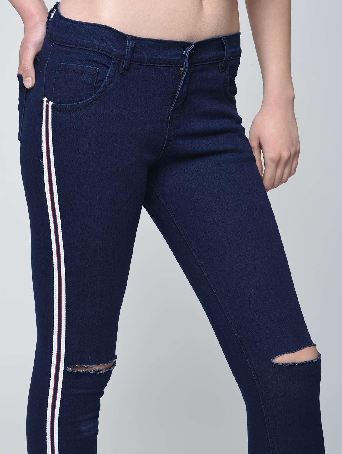 Buy online Knee Slash Skinny Jeans from Jeans & jeggings for Women by ...