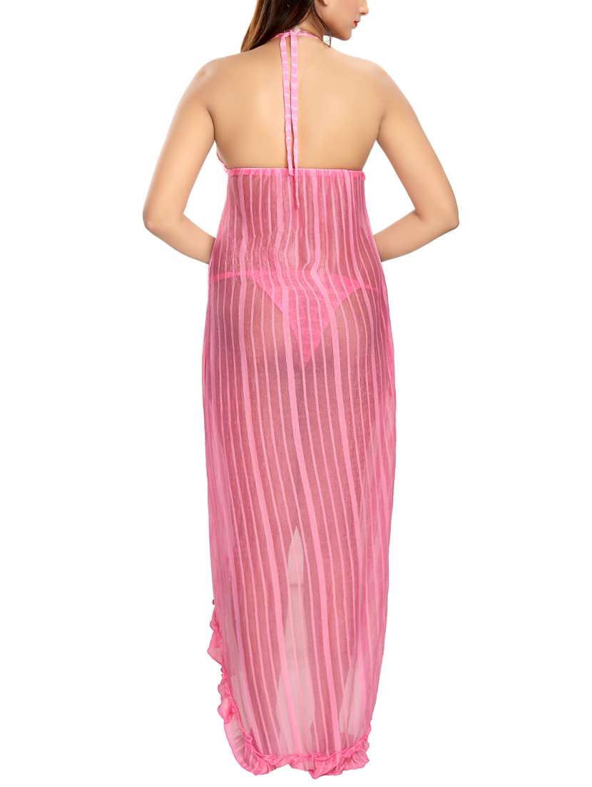 Buy online Halter Neck High Low Nighty With Panty from sleepwear for ...