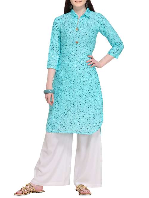 Buy online Geometrical Printed Straight Kurta from Kurta Kurtis for ...