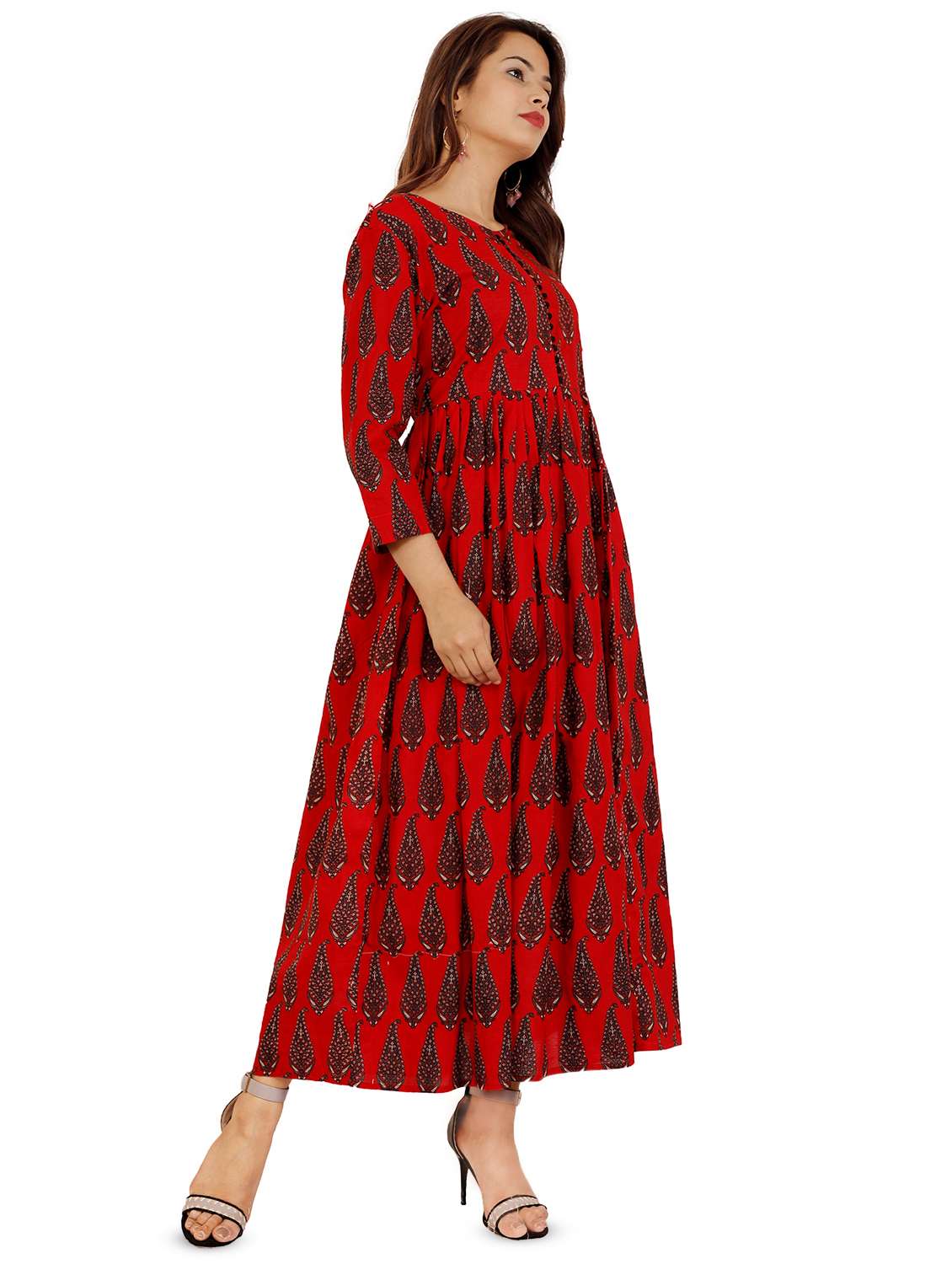 Buy online Paisley Printed Flared Kurta from Kurta Kurtis for Women by ...