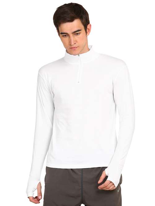 Buy online White Solid Thumb Hole T-shirt from Sports Wear for Men by ...