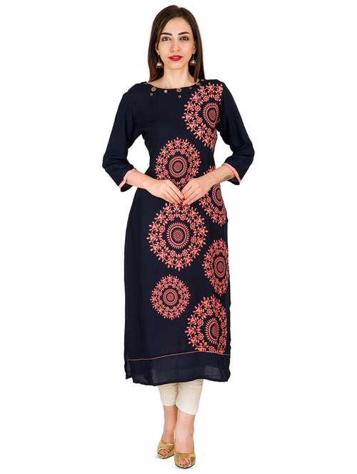 Buy online Floral Straight Kurta from Kurta Kurtis for Women by Fab ...