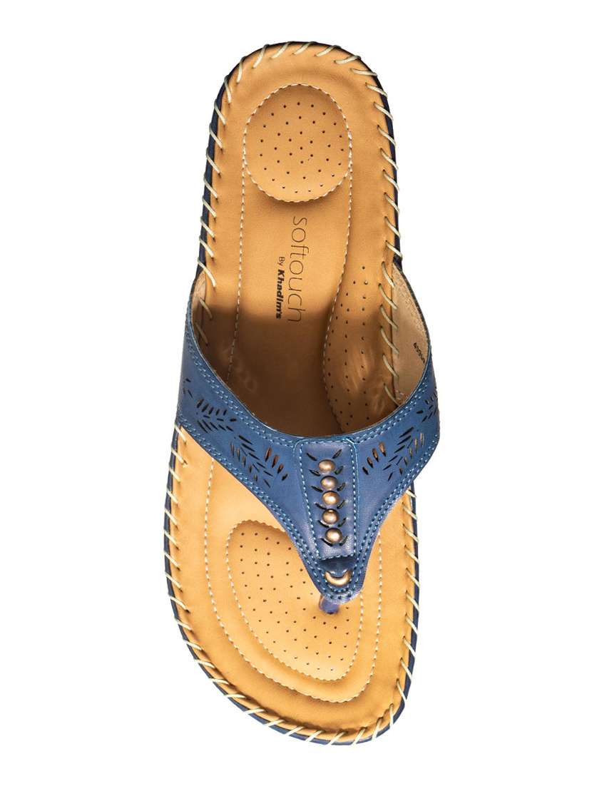 Buy online Blue Toe Separator Sandals from flats for Women by Khadims ...
