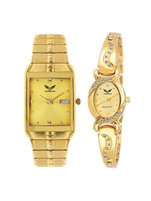 Buy online Garnier Couple Combo Gold Dial Day & Date Men's & Women's ...