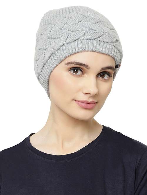 Buy online Grey Wool Cap from Mufflers & Gloves & Caps for Women by ...