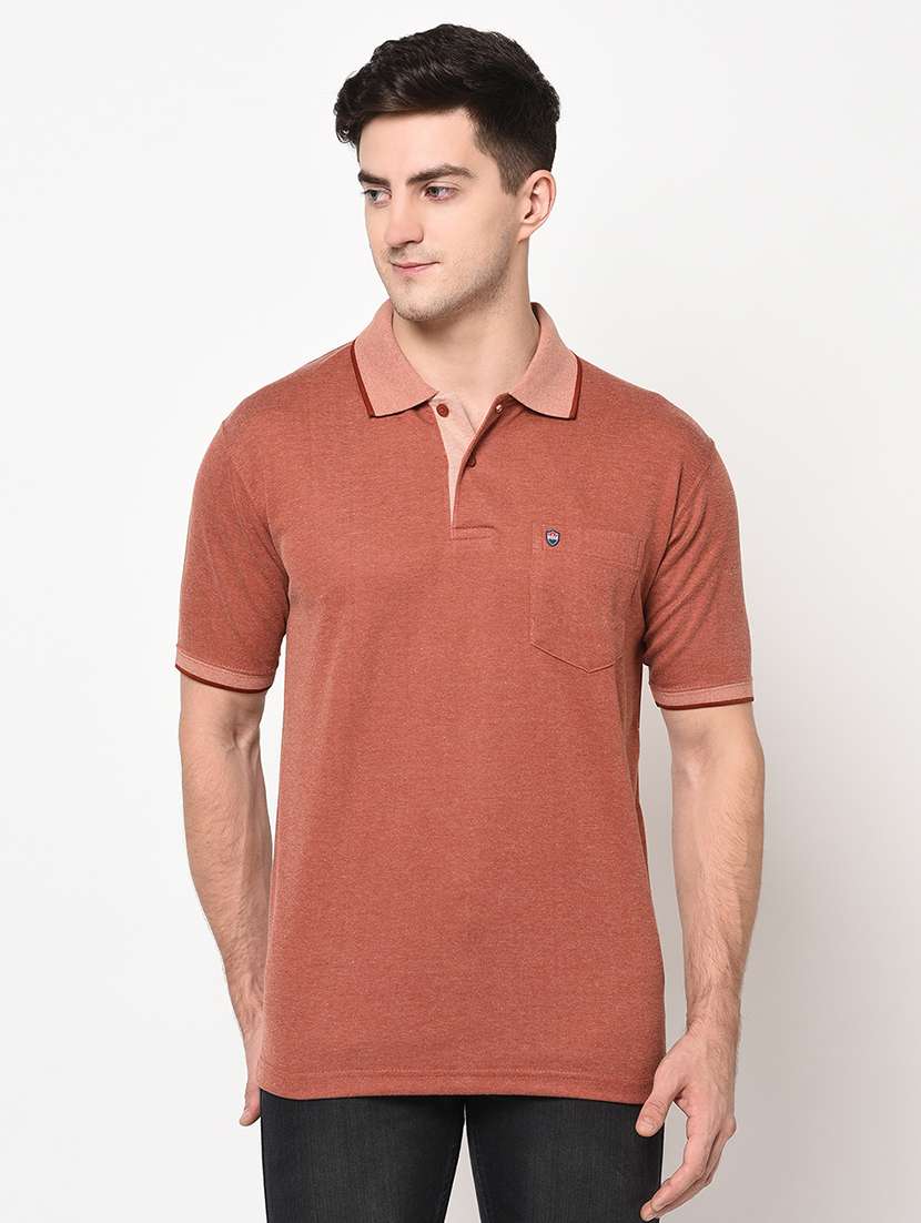 Buy online Rust Solid Polo T-shirt from top wear for Men by Duke for ...
