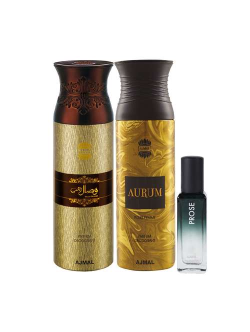 Buy online Ajmal Wisal Dhahab & Aurum Deo Each 200ml & Prose Edp 20ml ...