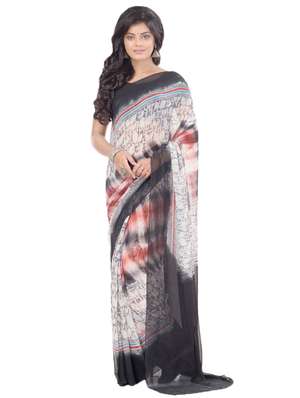 Buy online White Chiffon Saree With Blouse from ethnic wear for Women ...