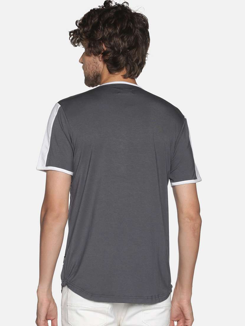 Buy online Grey Color Block T-shirt from top wear for Men by Kultprit ...