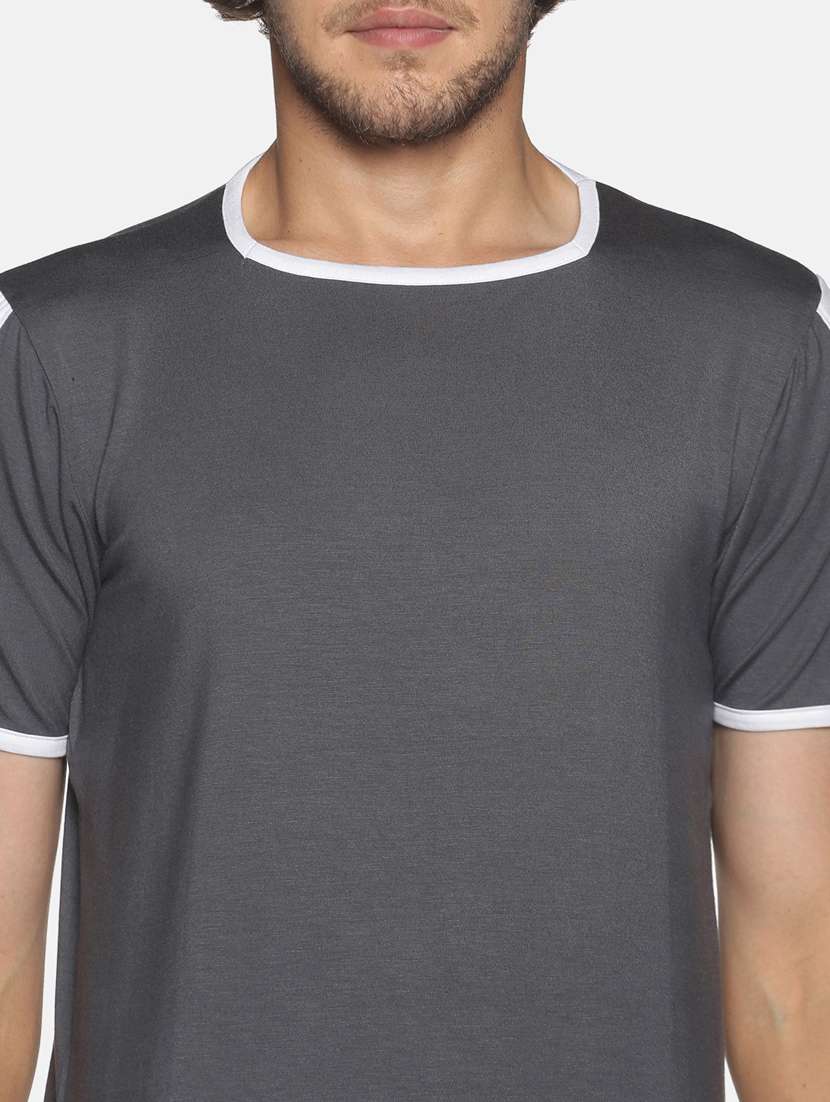 Buy online Grey Color Block T-shirt from top wear for Men by Kultprit ...
