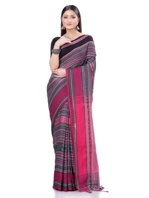 Buy online Striped Handloom Saree With Blouse from ethnic wear for ...