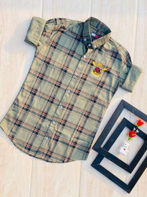 Buy online Neutral Color Checked Shirt For Men from shirts for Men by ...