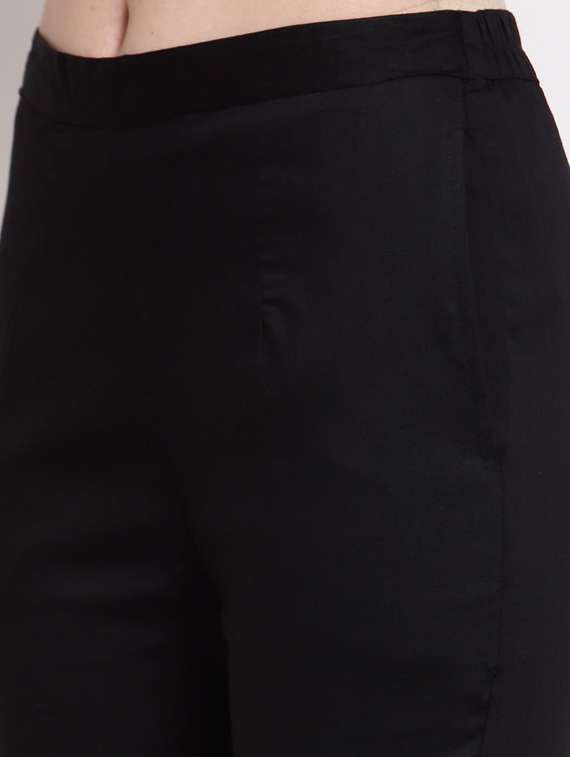 Buy online Slim Fitted Solid Crop Trouser from bottom wear for Women by ...