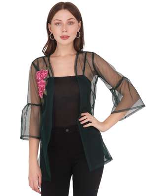 Buy online Green Net Shrug from shrugs & Jackets for Women by Unfakenow ...