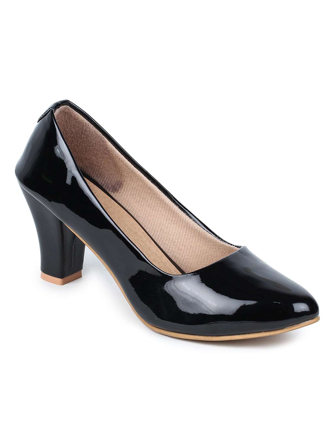 Buy online Black Patent Leather Slip On Pumps from heels for Women by ...