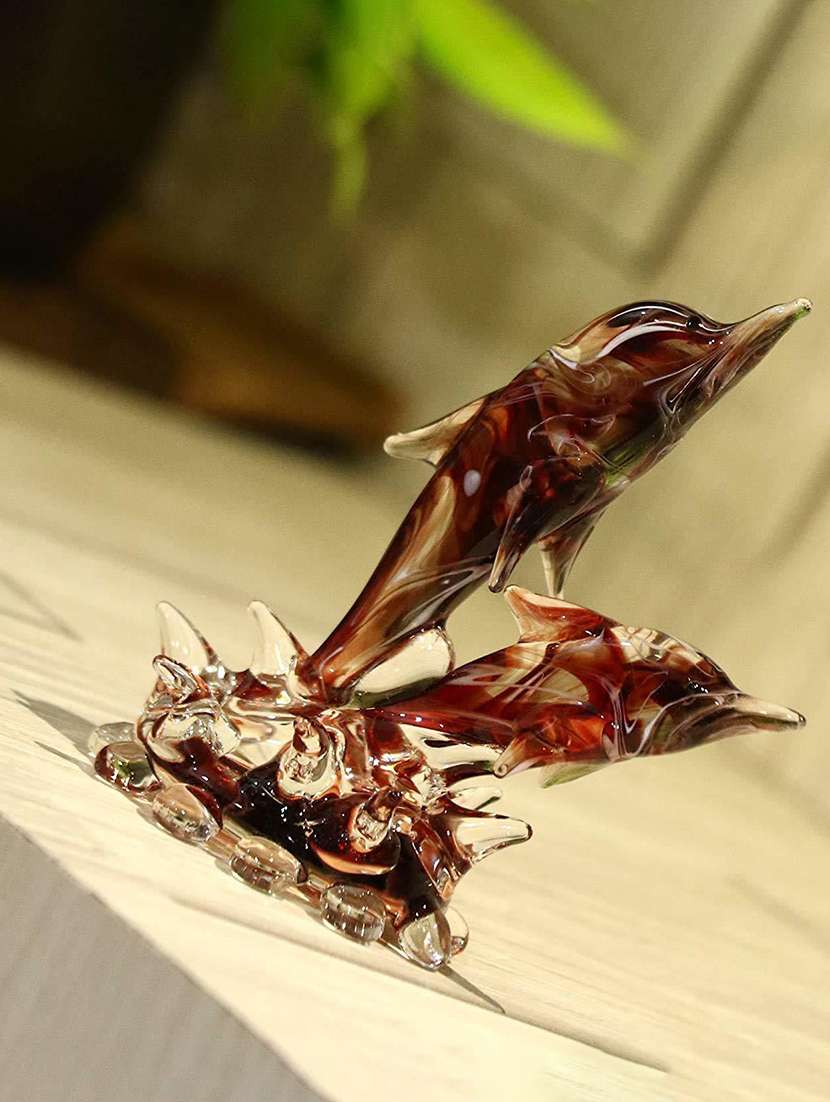 Buy online Somil Dolphin Fish Couple Showpiece, Colorful, Glass from ...